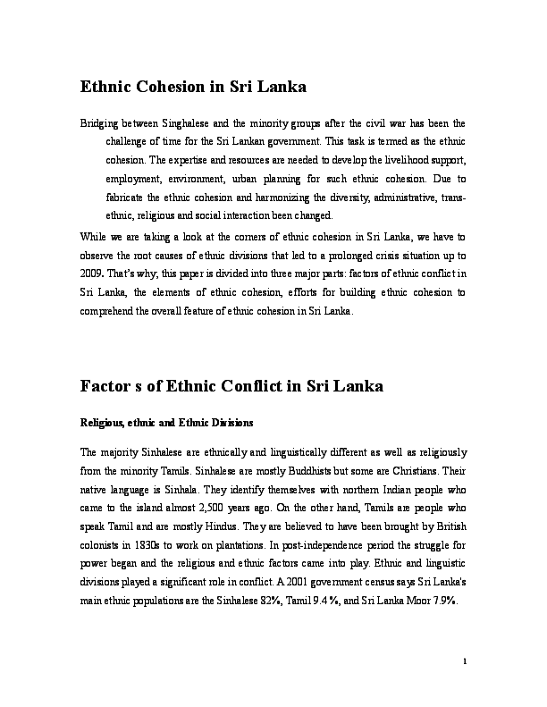 (DOC) Ethnic Cohesion in Sri Lanka