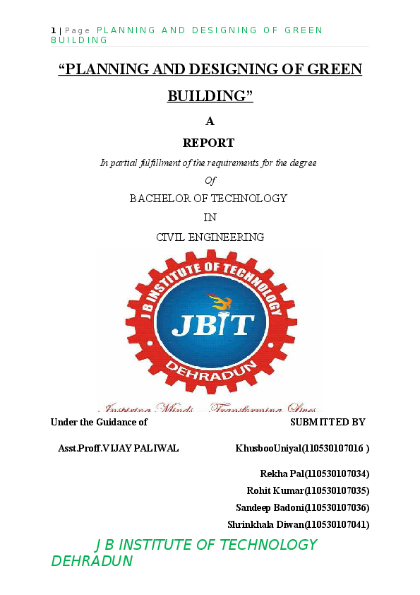 (DOC) Planning and Designing of GREEN BUILDING