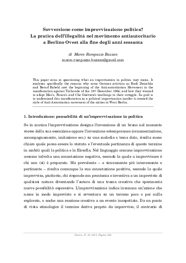 (PDF) Sovversione come improvvisazione politica? La pratica dell ...