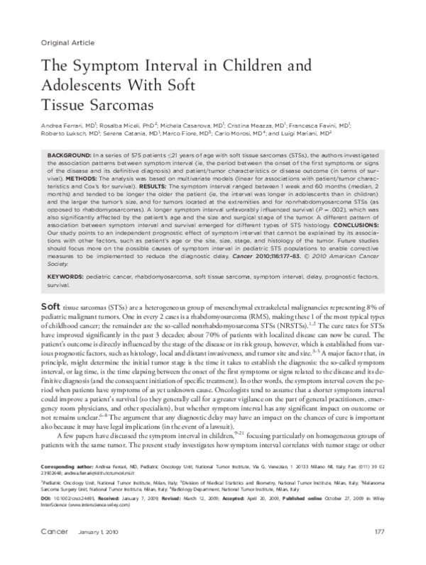 (PDF) The symptom interval in children and adolescents with soft tissue ...