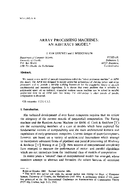 (PDF) Array processing machines: An abstract model