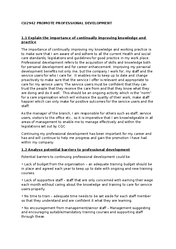 (DOC) CU2942 PROMOTE PROFESSIONAL DEVELOPMENT