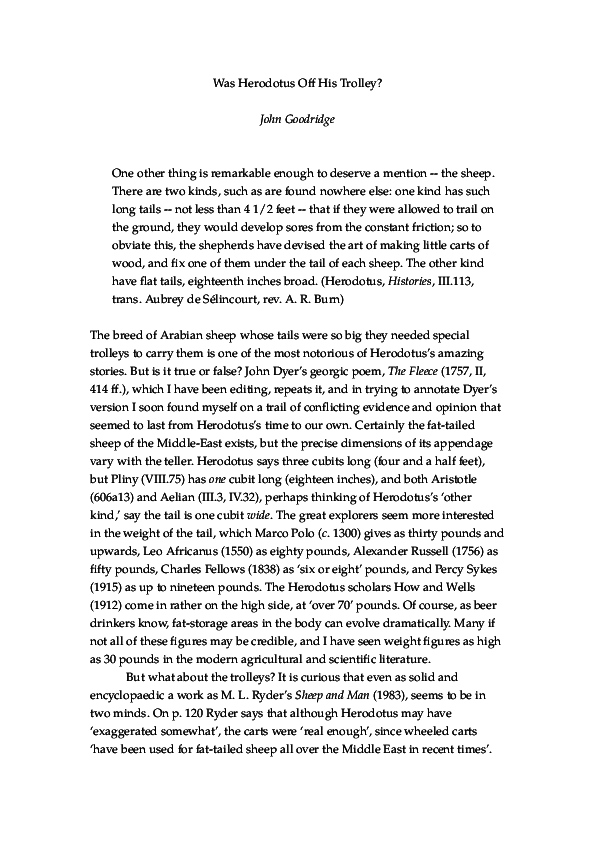 (DOC) Was Herodotus off his trolley?