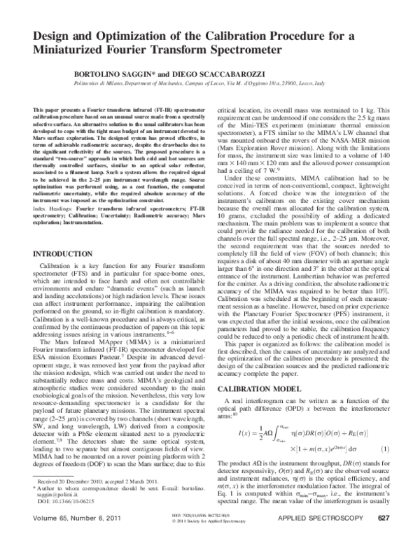 Pdf Design And Optimization Of The Calibration Procedure For A