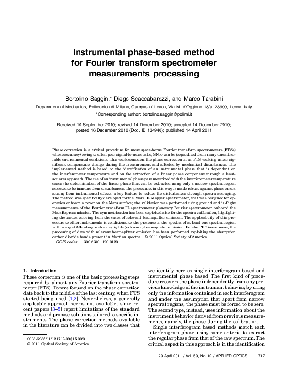 (PDF) Instrumental phase-based method for Fourier transform ...
