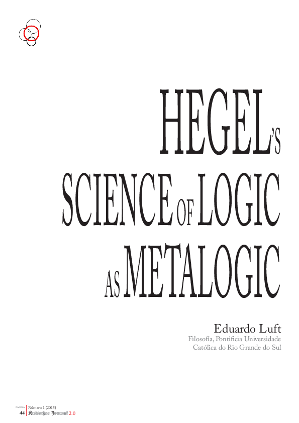 Hegel's Science of Logic as Metalogic (2015)
