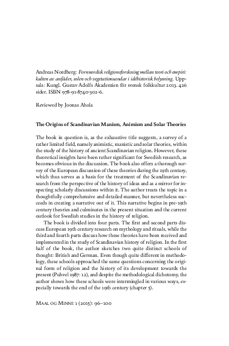 (PDF) The Origins of Scandinavian Manism, Animism and Solar Theories ...
