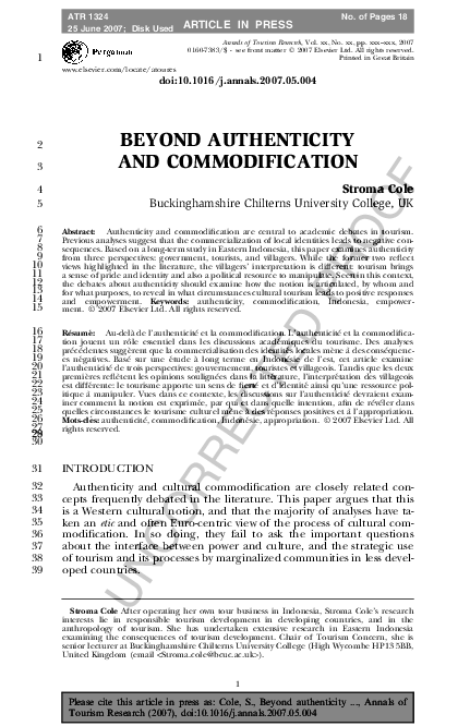 (PDF) Beyond authenticity and commodification