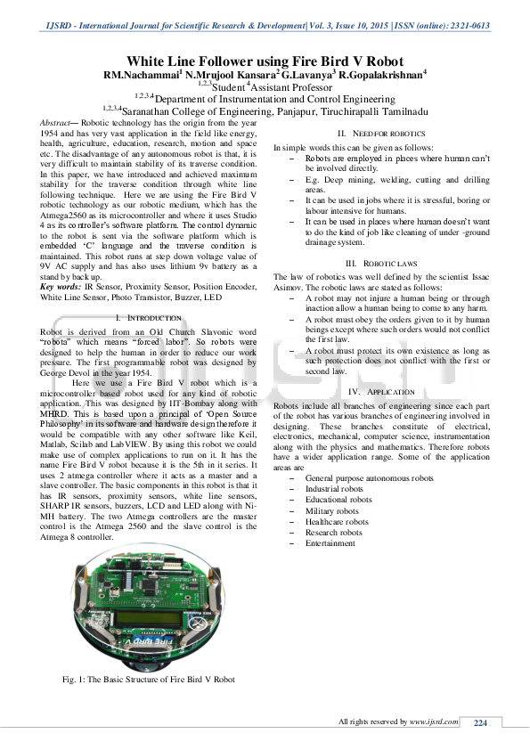 (PDF) White Line Follower Using Fire Bird V Robot