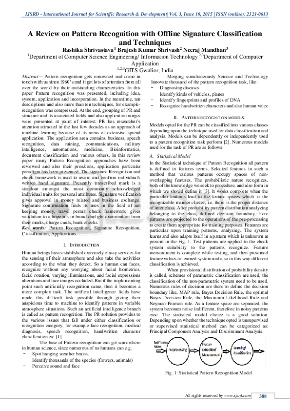 Pdf A Review On Pattern Recognition With Offline Signature Classification And Techniques