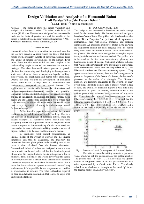 (PDF) Design Validation and Analysis of a Humanoid Robot