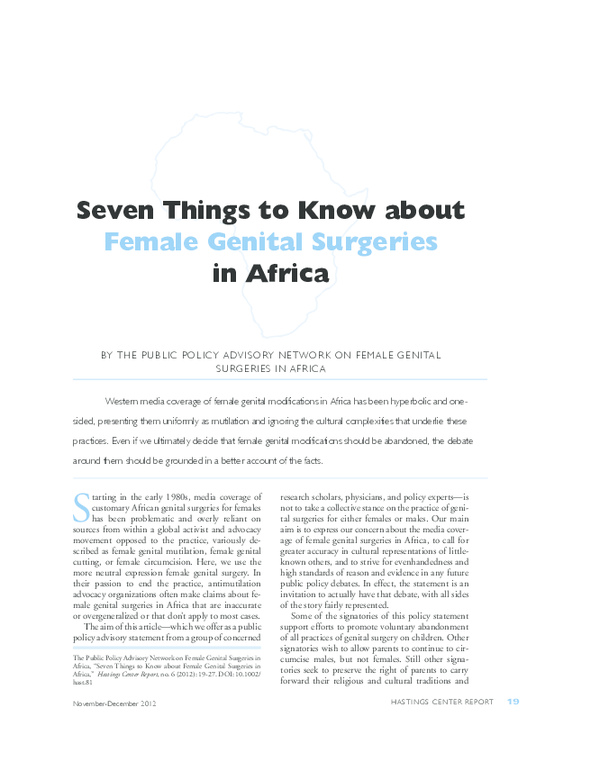 (PDF) Seven Things to Know about Female Genital Surgeries in Africa