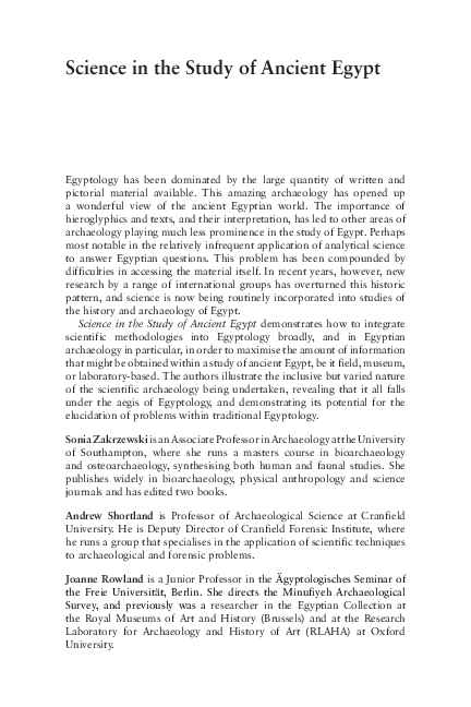 (PDF) Science in the Study of Ancient Egypt