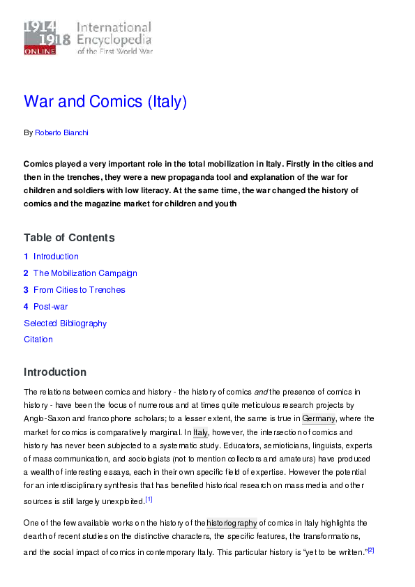 (PDF) War and Comics (Italy) - in International Encyclopedia of the ...