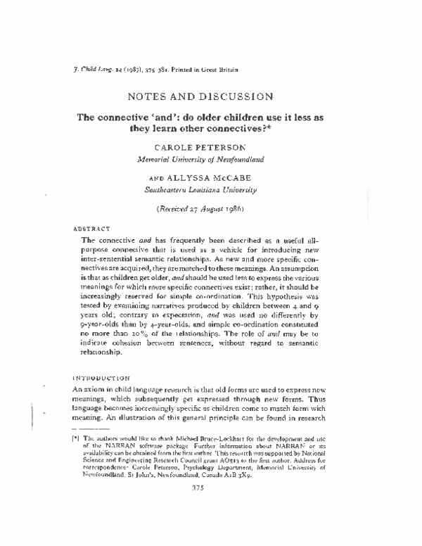 (PDF) The connective ‘and’: do older children use it less as they learn ...