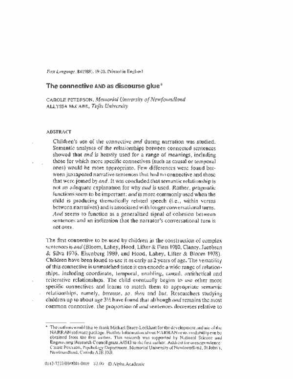 (PDF) The connective ‘and’: do older children use it less as they learn ...