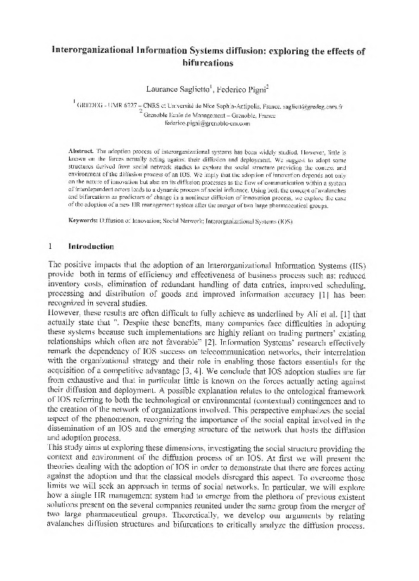 (PDF) Interorganizational Information Systems Diffusion: A Social Network Perspective