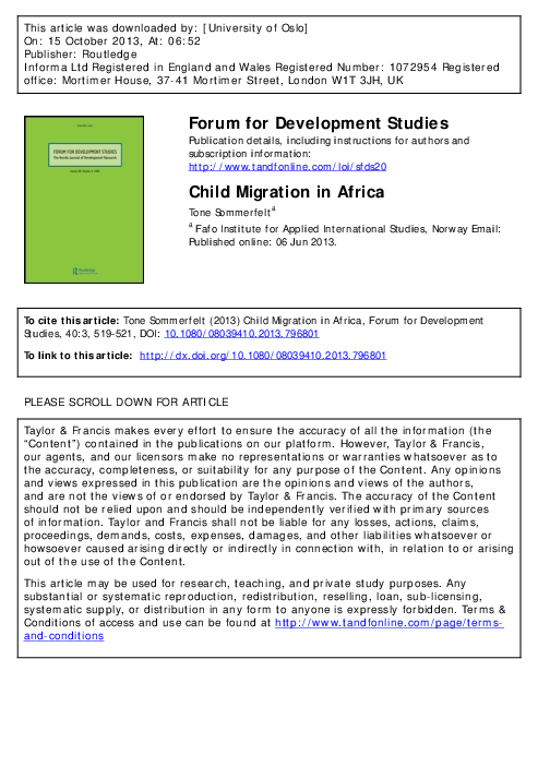 (PDF) 2013. Book review: Child migration in Africa, Hashim & Thorsen ...