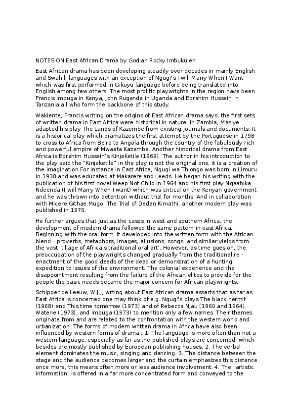 (DOC) East African Drama