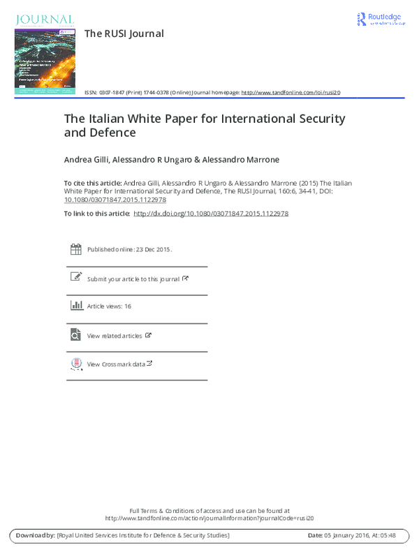 (PDF) The Italian White Paper for International Security and Defence