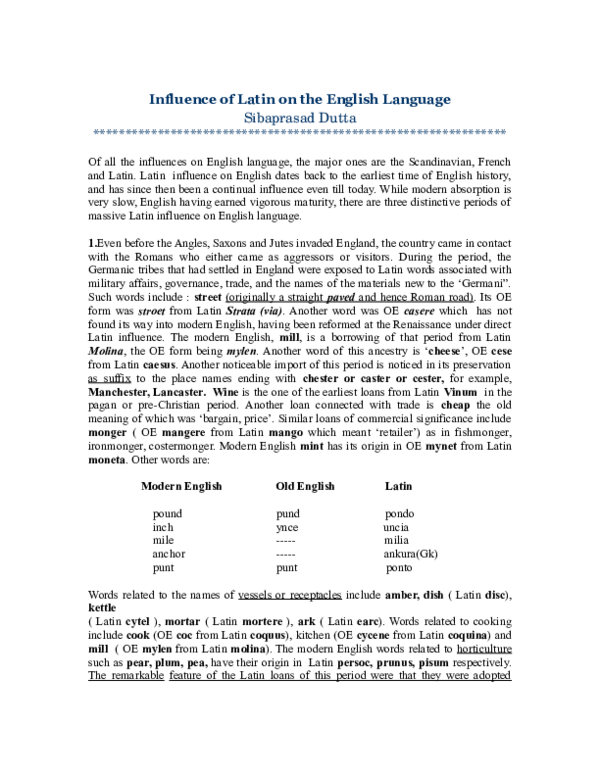 (DOC) Influence of Latin on the English Language