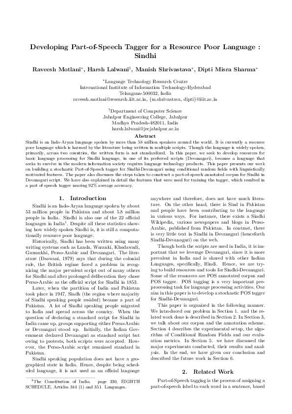 (PDF) Developing Part-of-Speech Tagger for a Resource Poor Language ...