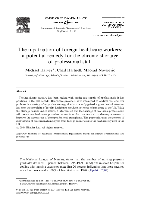 (PDF) The inpatriation of foreign healthcare workers: a potential ...
