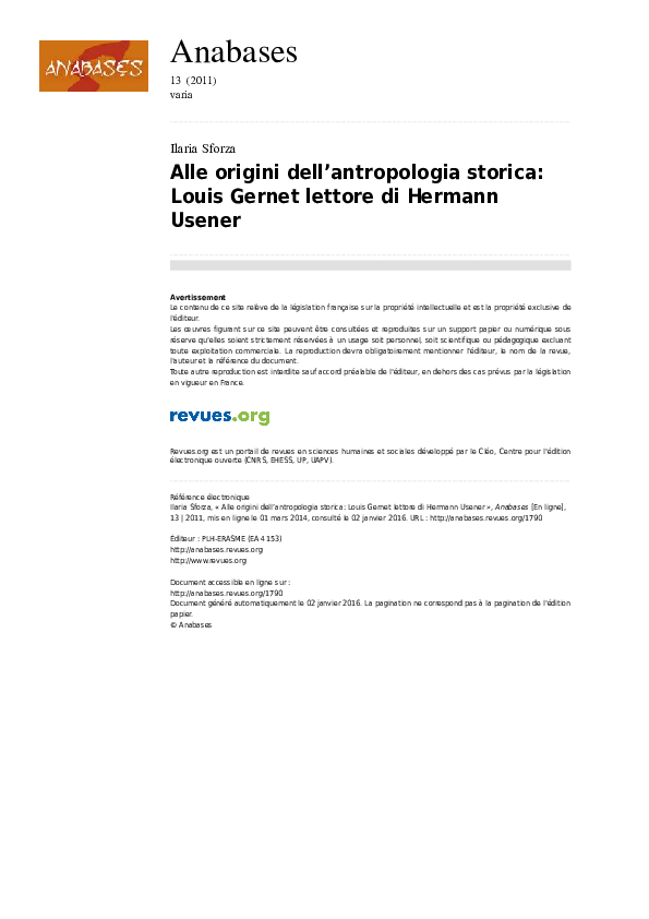 (PDF) Alle origini dell'antropologia storica: Louis Gernet lettore di ...