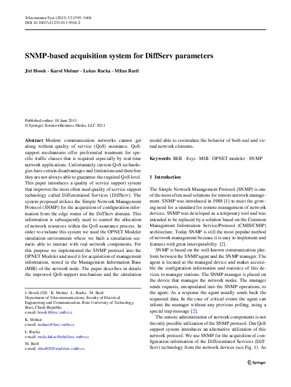 (PDF) SNMP-based acquisition system for DiffServ parameters