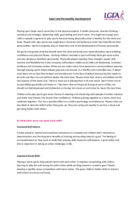 (PDF) Sport and Personality Development