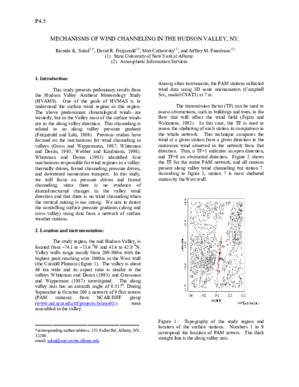 (PDF) MECHANISMS OF WIND CHANNELING IN THE HUDSON VALLEY, NY | Ricardo ...