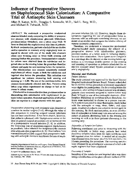 (PDF) Influence of Preoperative Showers on Staphylococcal Skin ...