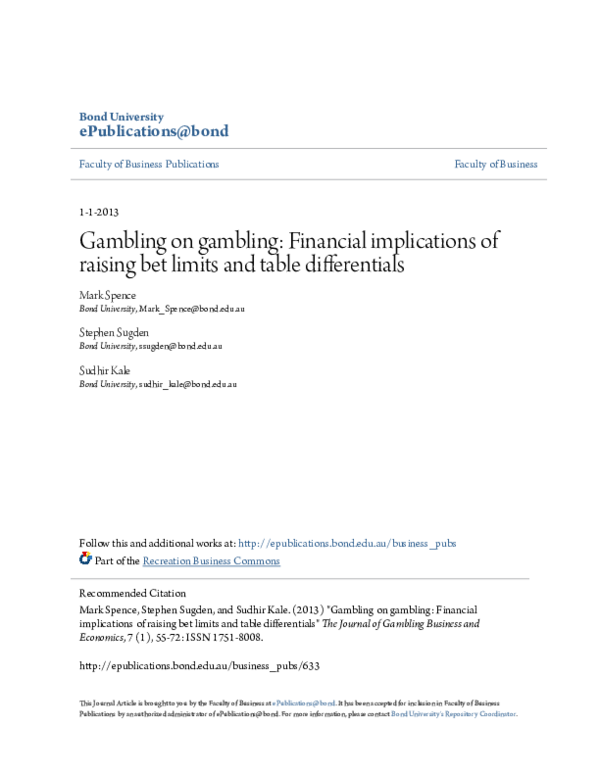 (PDF) Gambling on gambling: Financial implications of raising bet ...