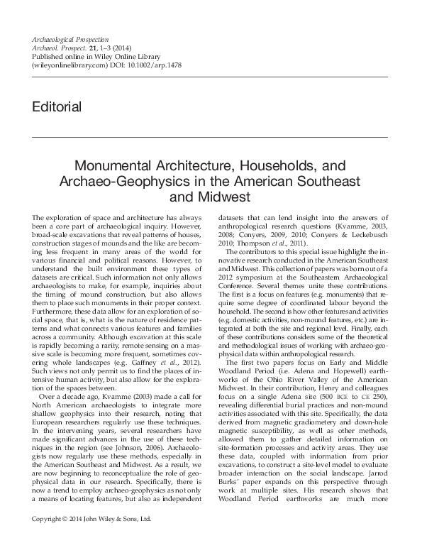 (PDF) Monumental Architecture, Households, and Archaeo-Geophysics in ...