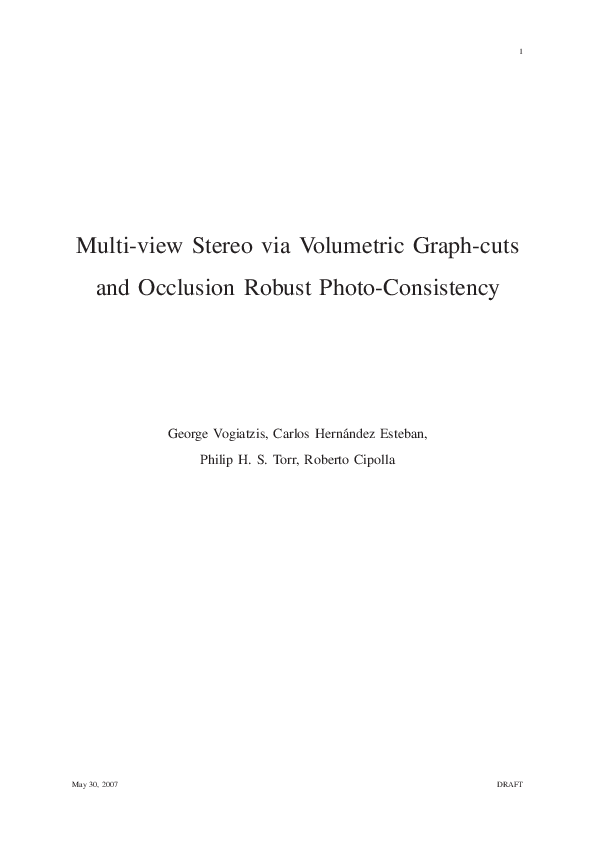 (PDF) Multiview Stereo via Volumetric Graph-Cuts and Occlusion Robust Photo-Consistency