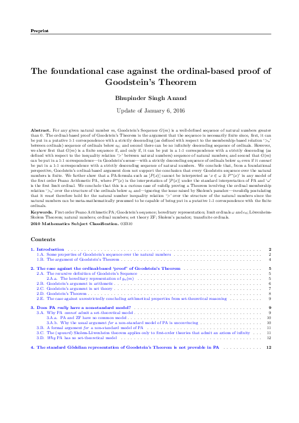 (PDF) The foundational case against the ordinal-based proof of ...