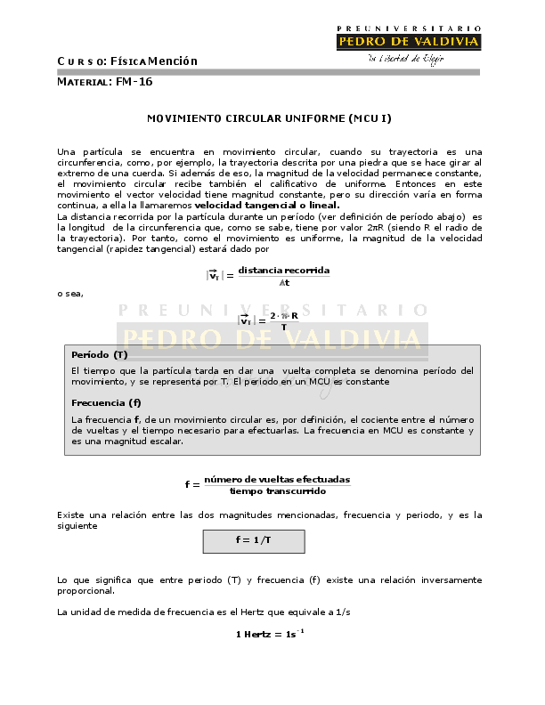 (PDF) MOVIMIENTO CIRCULAR UNIFORME (PDF) MOVIMIENTO CIRCULAR UNIFORME