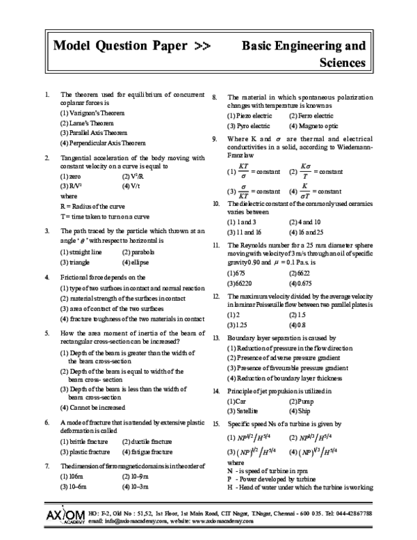 (PDF) TANCET ME Basic Engineering Sciences basic engg and sciences | abdul muthalif - Academia.edu
