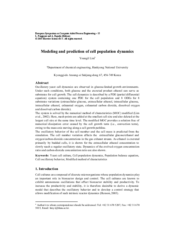 (PDF) Modeling of cell population dynamics
