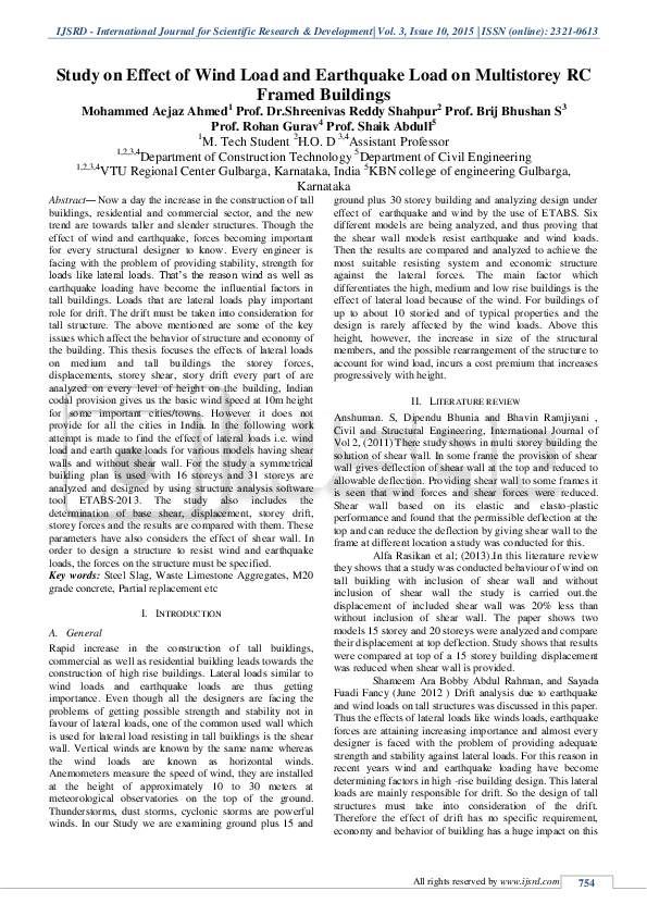 (PDF) Study on Effect of Wind Load and Earthquake Load on Multi-storey RC Framed Buildings