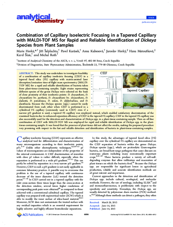 (PDF) Combination of Capillary Isoelectric Focusing in a Tapered Capillary with MALDI-TOF MS for ...