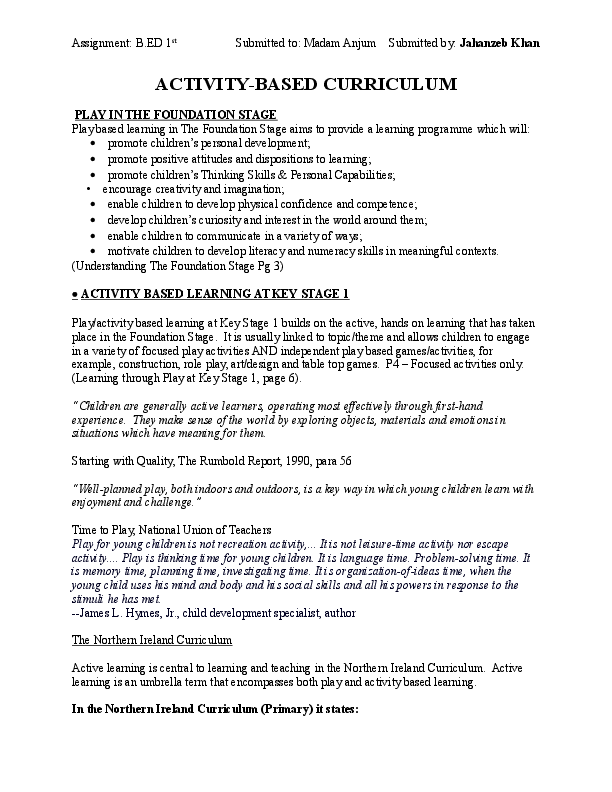 (DOC) ACTIVITY BASED CURRICULUM