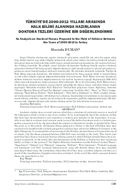 (PDF) 2000-2012 halk bilimi doktora tezleri