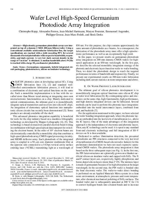 (PDF) Wafer Level High-Speed Germanium Photodiode Array Integration