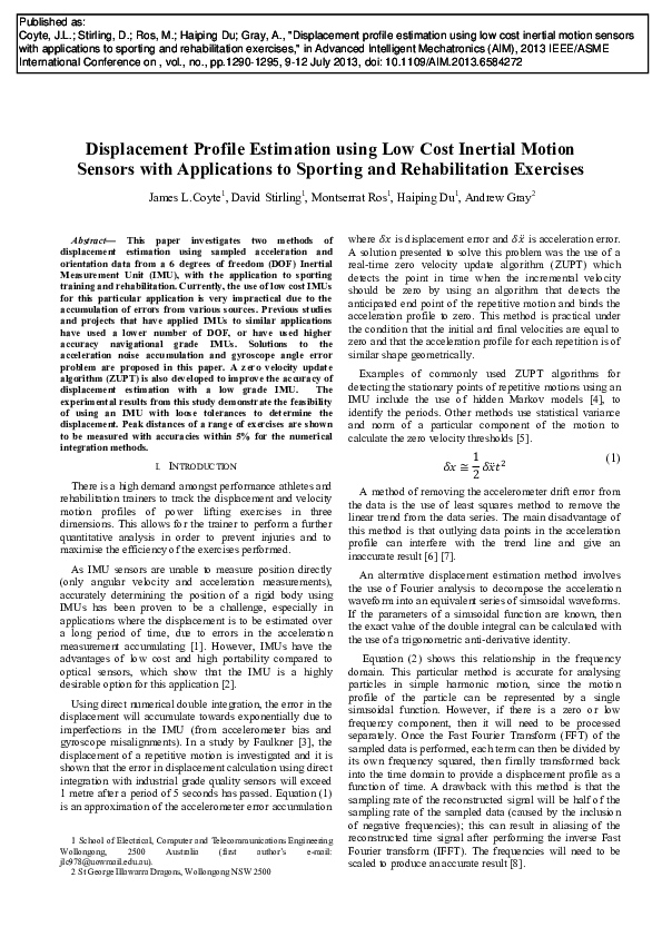 Displacement profile estimation using low cost inertial motion sensors ...