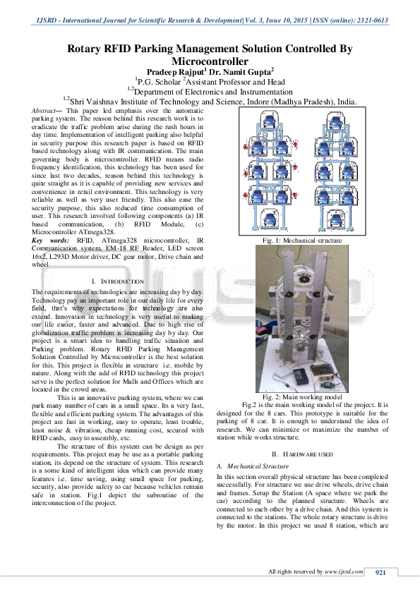 (PDF) Rotary RFID Parking Management Solution Controlled By Microcontroller