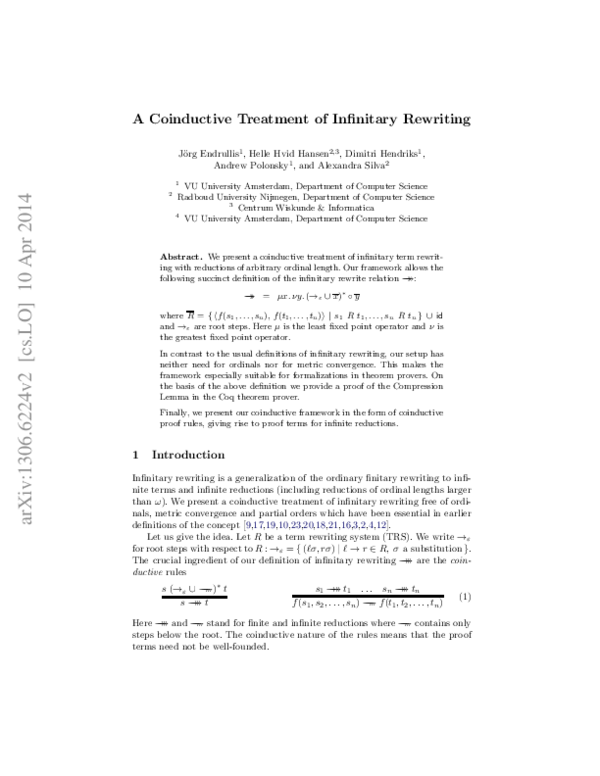(PDF) A Coinductive Treatment of Infinitary Rewriting