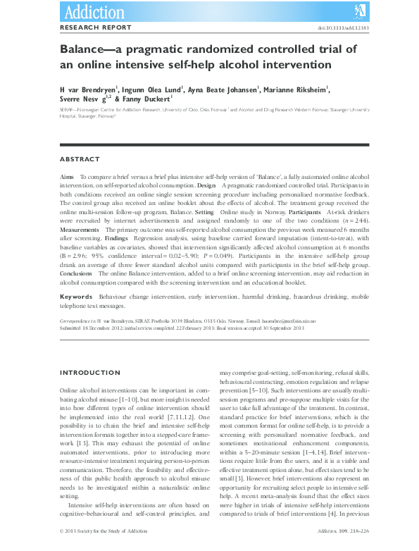 (PDF) Balance—a pragmatic randomized controlled trial of an online ...