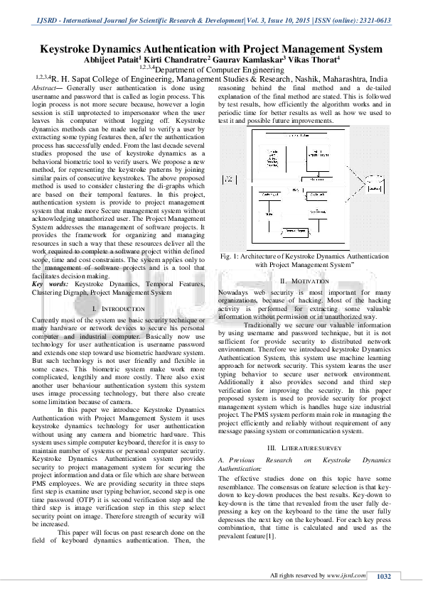 Pdf Keystroke Dynamics Authentication With Project Management System