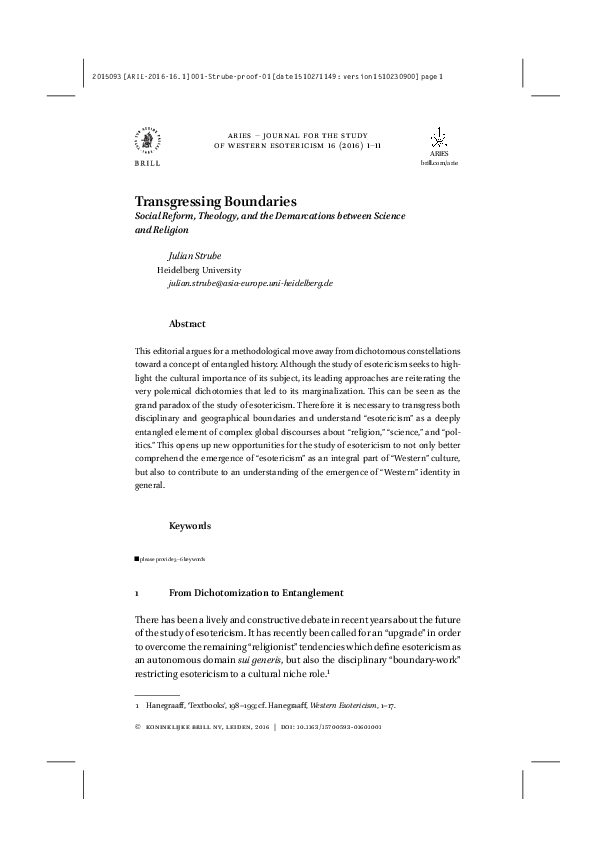 (PDF) Transgressing Boundaries. Social Reform, Theology, and the Demarcations between Science ...